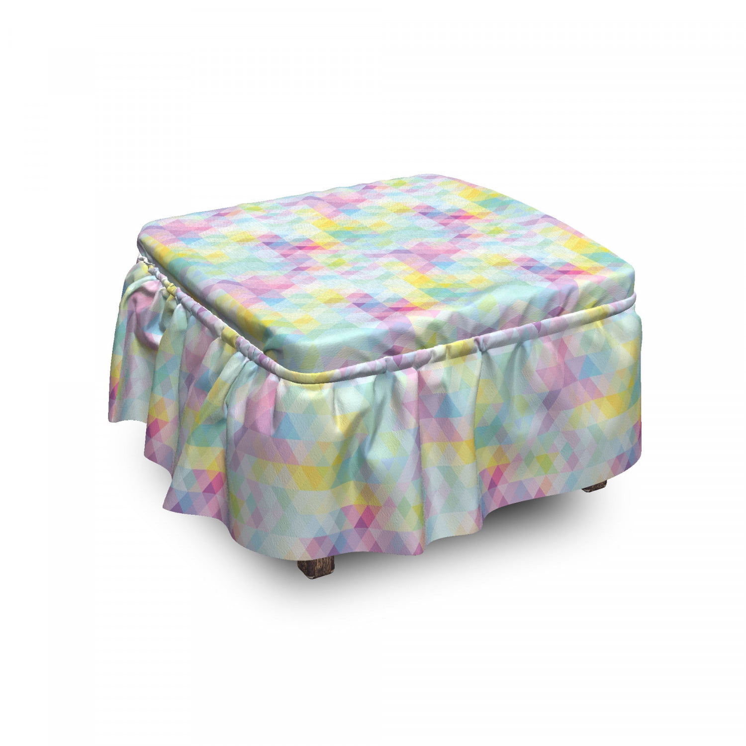 Abstract Ottoman Cover, Geometric Rhombus Art, 2 Piece Slipcover Set ...