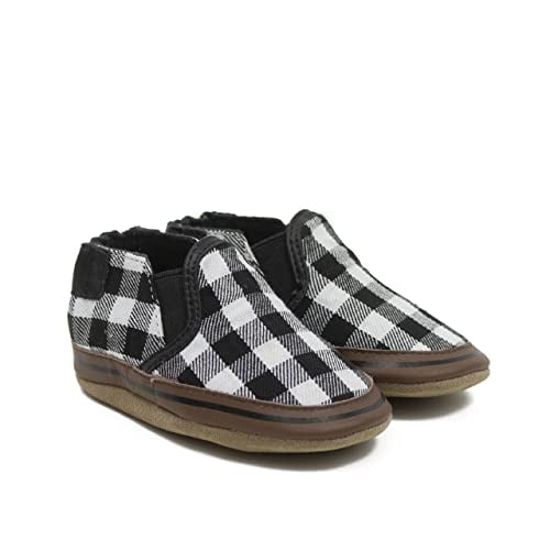 Robeez Baby Boys Soft Soles, Liam Plaid Black Flannel, 0-6 Months ...