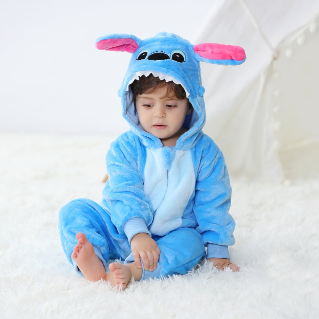 Bebé Kigurumi Stitch dinosaurio vaca dibujos animados mameluco infantil ...
