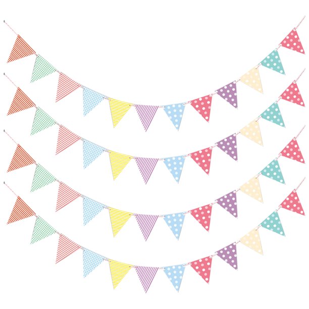 Paquete de 4 decoraciones de fiesta, banderín de bandera triangular de ...