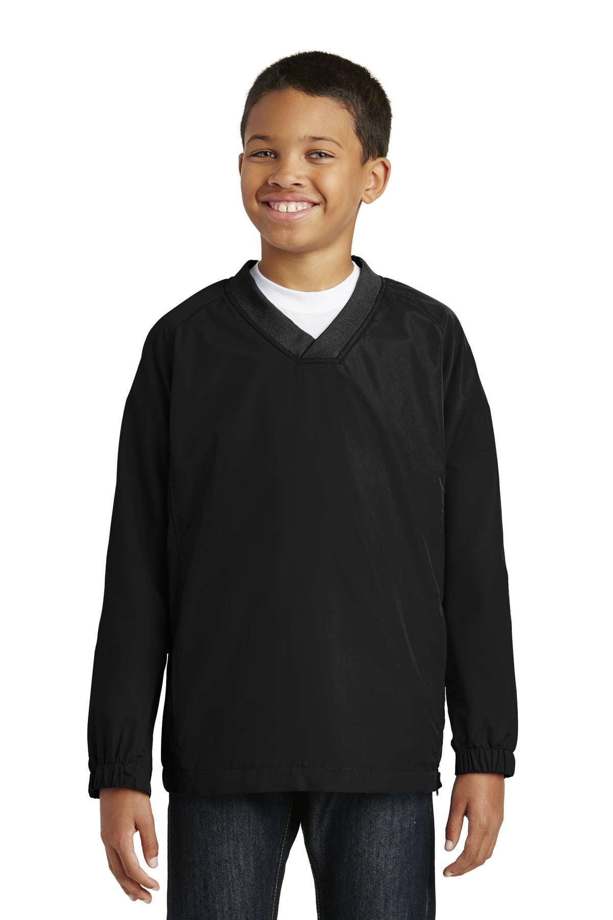 Sport-Tek Youth V Neck Raglan Wind Shirt-XL (Black) - Walmart.com