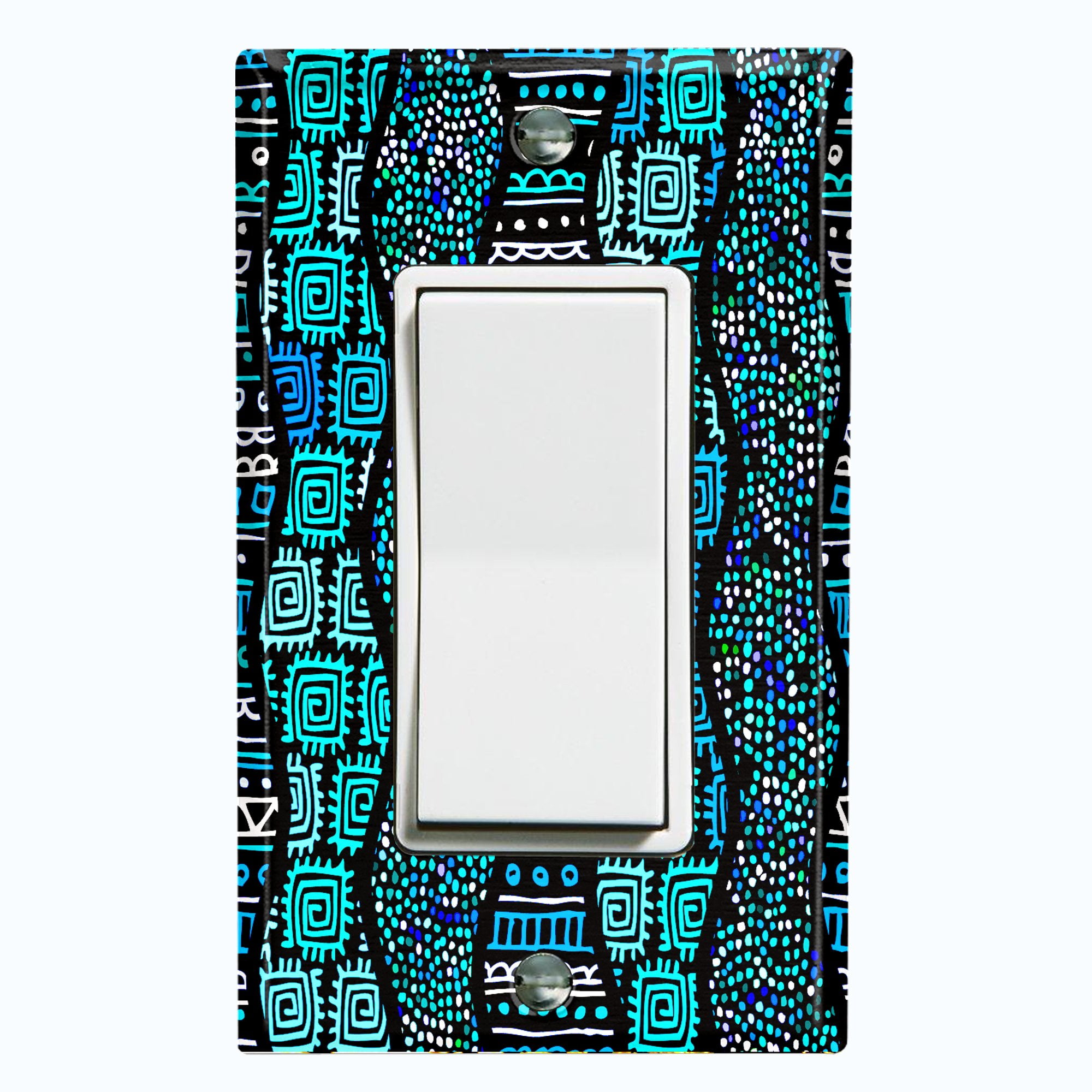 Metal Light Switch Plate Cover Safari African Tribal Art Pattern Teal ...