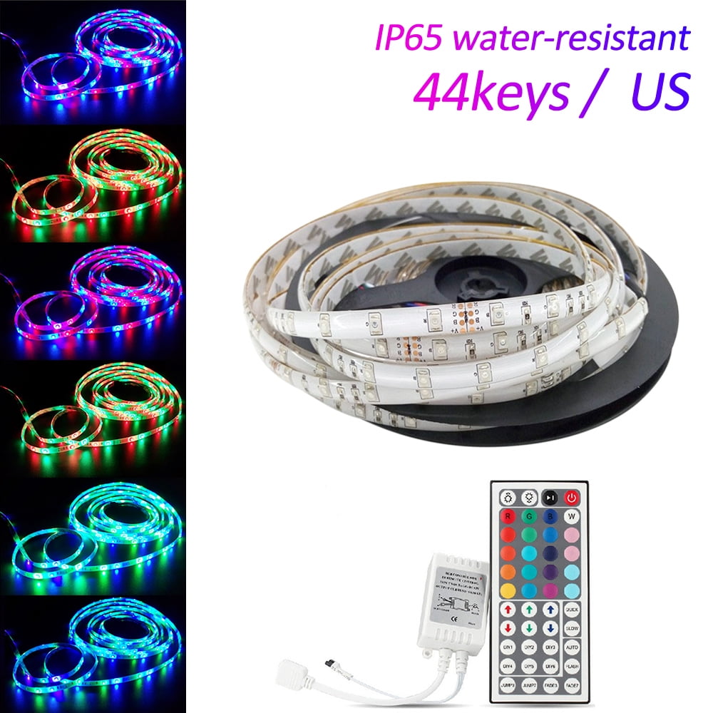 DC 5M RGB LEDs Strip Light Set with IR Remote Flexible Cuttable Self ...