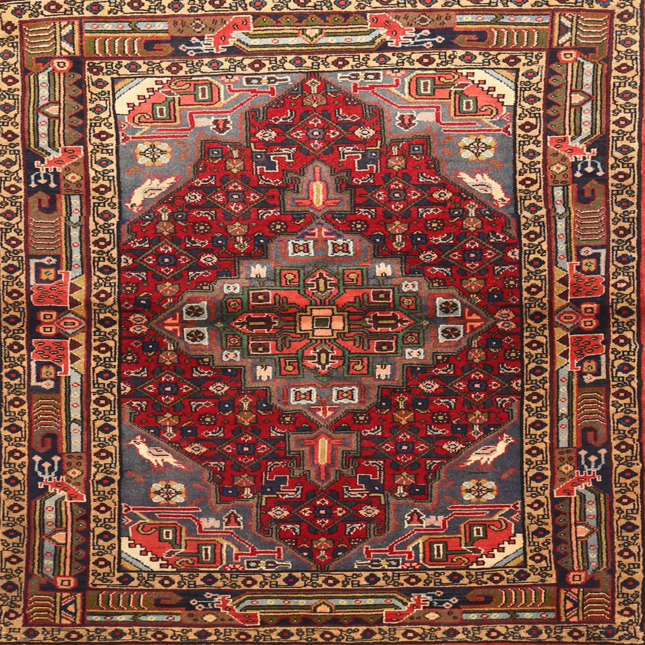 Ahgly Company Indoor Square Traditional Saffron Red Persian Area Rugs ...