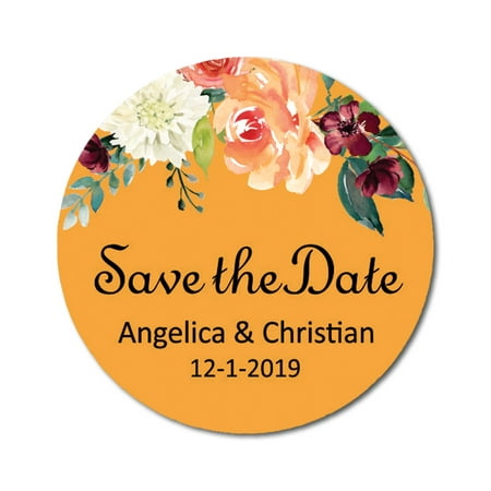 Darling Souvenir Round 45 Pcs Floral Save The Date Stickers Wedding ...