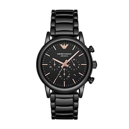 Emporio Armani Men's Emporio Black Stainless Steel Chronograph Watch ...