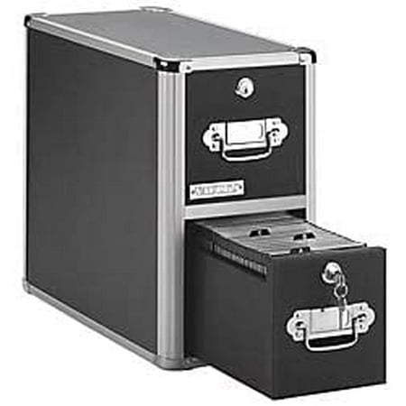 Vaultz CD Case Holder - File Cabinet CD Rack w/ 2 Drawers and Key Locks ...