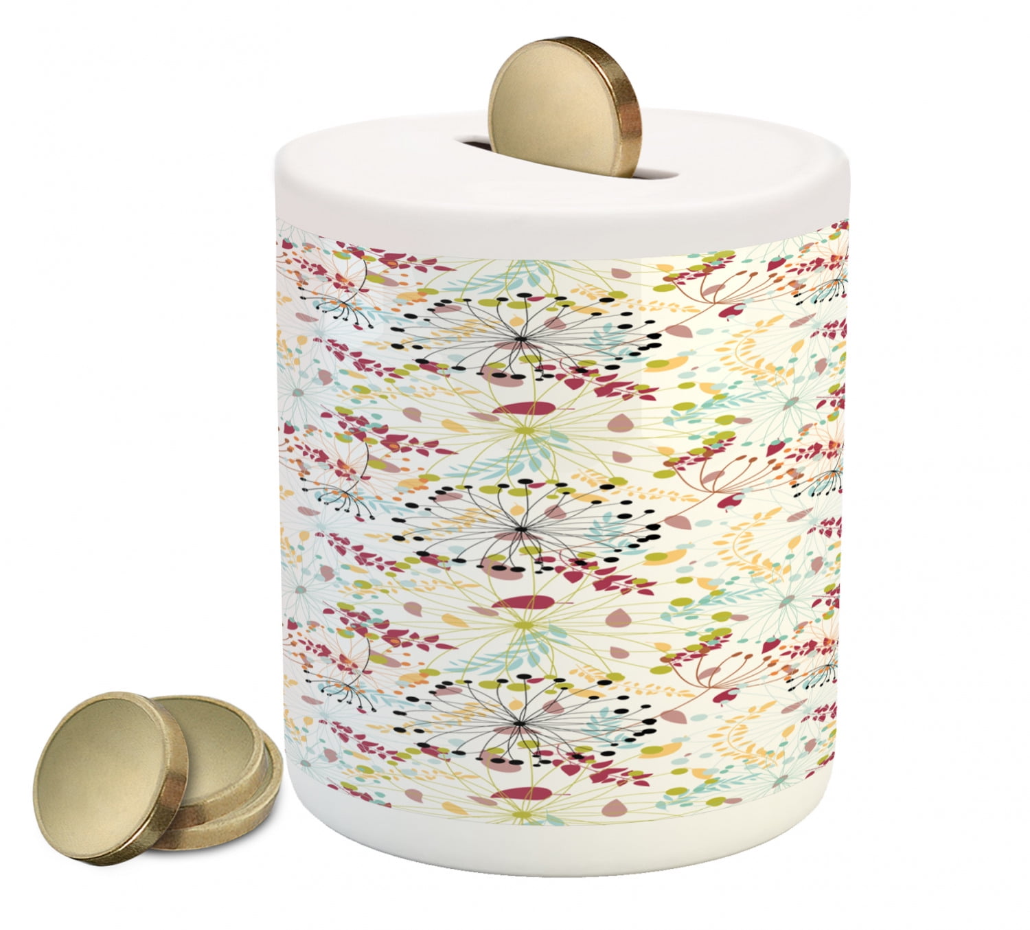 Floral Piggy Bank, Spring Petals Botanical Nature Inspired Beauty ...