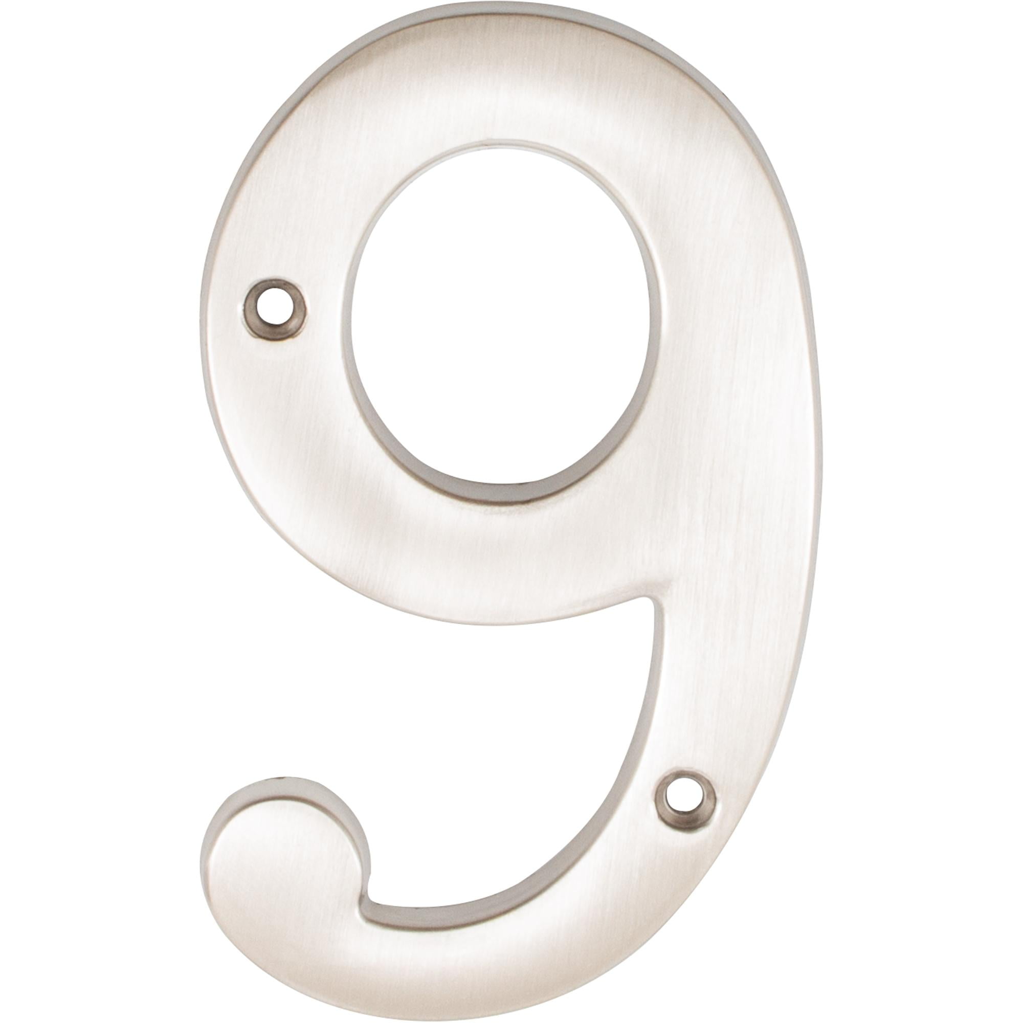 Heavy-Duty House Numbers, #9, 4 Inches, Satin Nickel by Stone Harbor ...