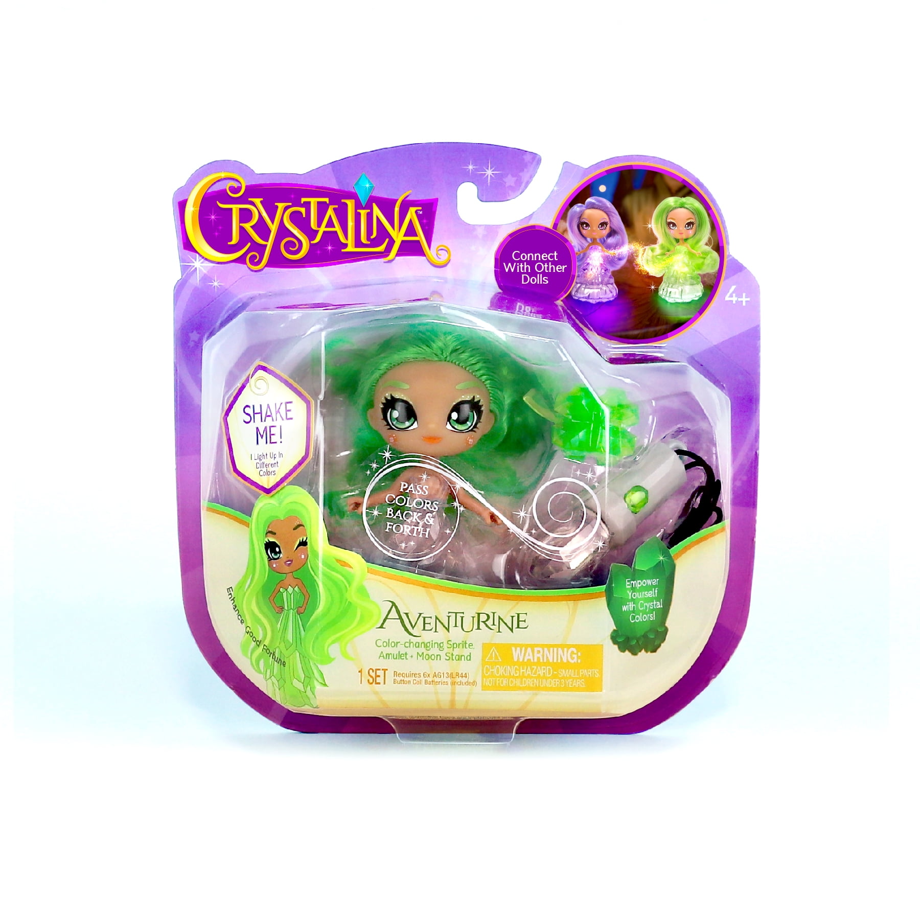 Crystalina Aventurine 4-inch Girls Doll with Color Changing Led Amulet ...