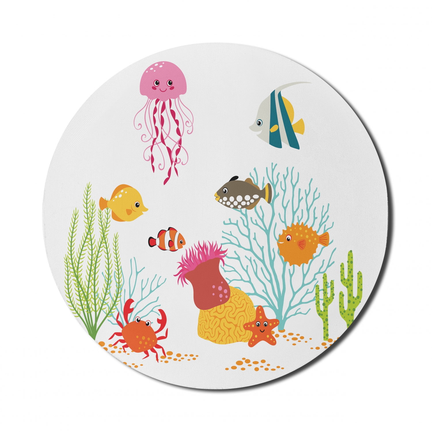 Ocean Mouse Pad for Computers, Aquatic Cartoon Characters Fishes ...