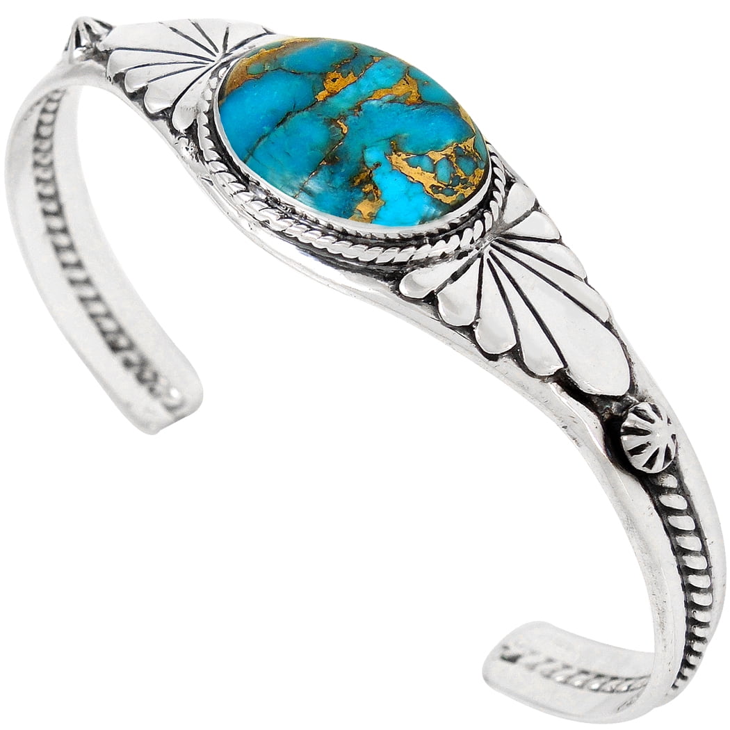 Matrix Turquoise Jewelry Bracelet for Women Sterling Silver 925 Genuine ...