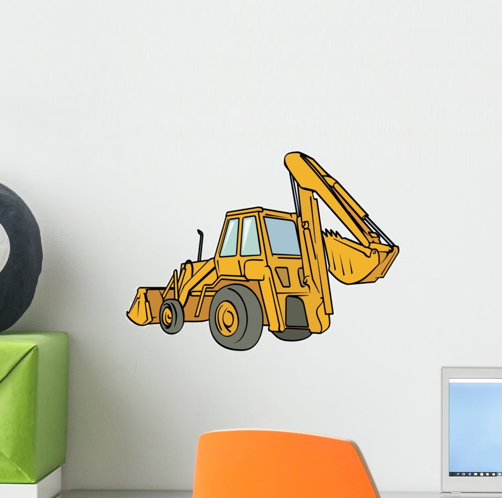 Yellow Backhoe Wall Decal by Wallmonkeys Peel and Stick Graphic (12 in ...