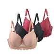 3 Pack Lace Bras for Women Comfortable Semi Sheer Adjustable Strap ...