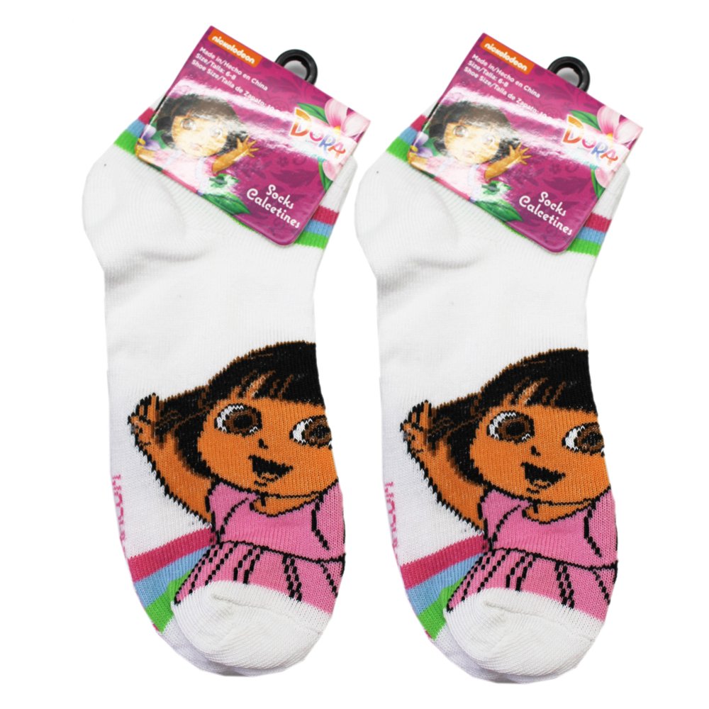 Dora The Explorer - Dora the Explorer White/Rainbow Kids Socks (Size 6 ...