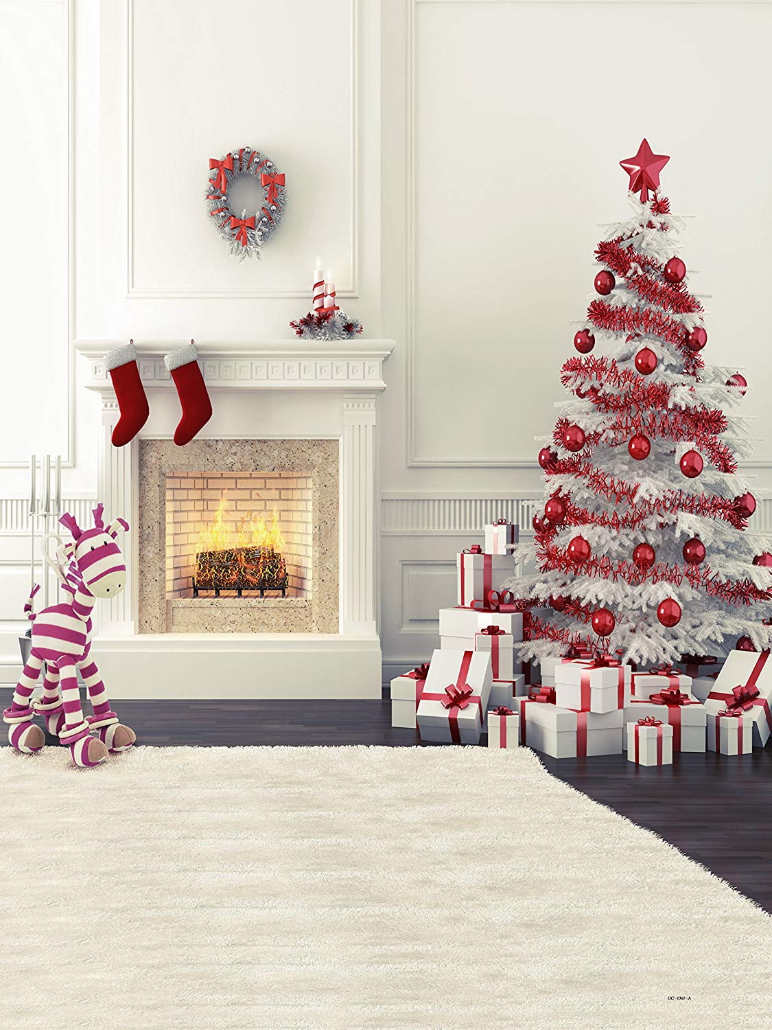 ABPHOTO Polyester 5x7 Christmas Theme Backdrops White Christmas Tree ...