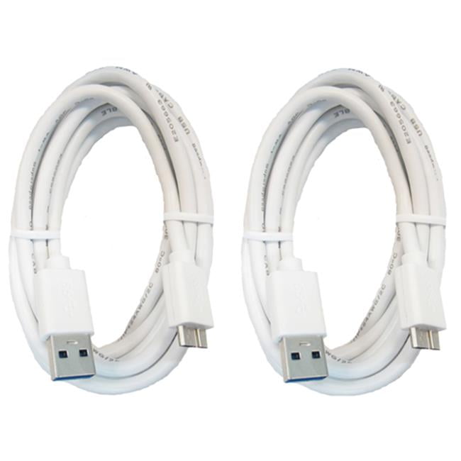 RND Accessories 6 ft. USB 3.0 Fast Super Speed Cable - White, Set of 2 ...