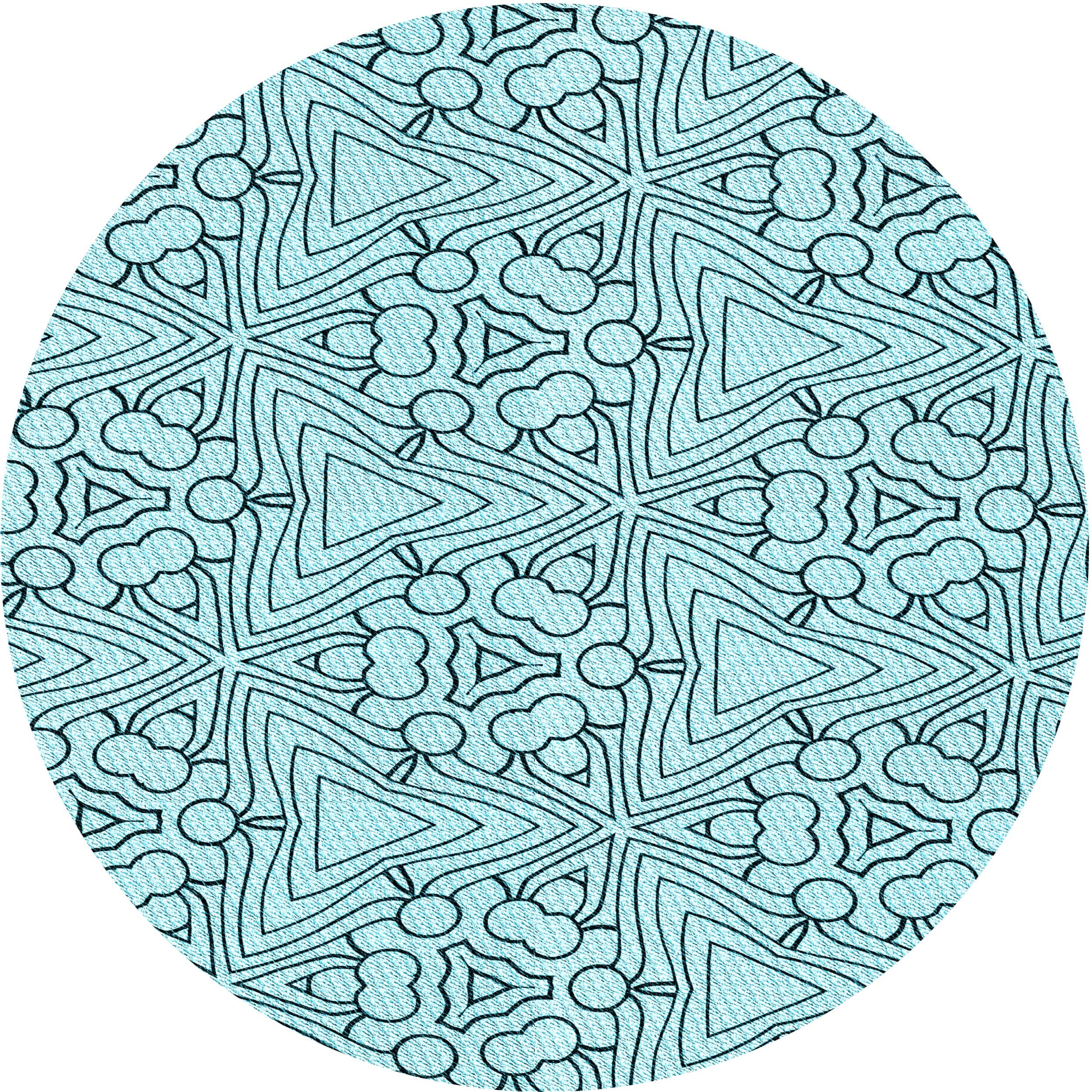Ahgly Company Indoor Round Patterned Deep-Sea Green Area Rugs, 6' Round ...