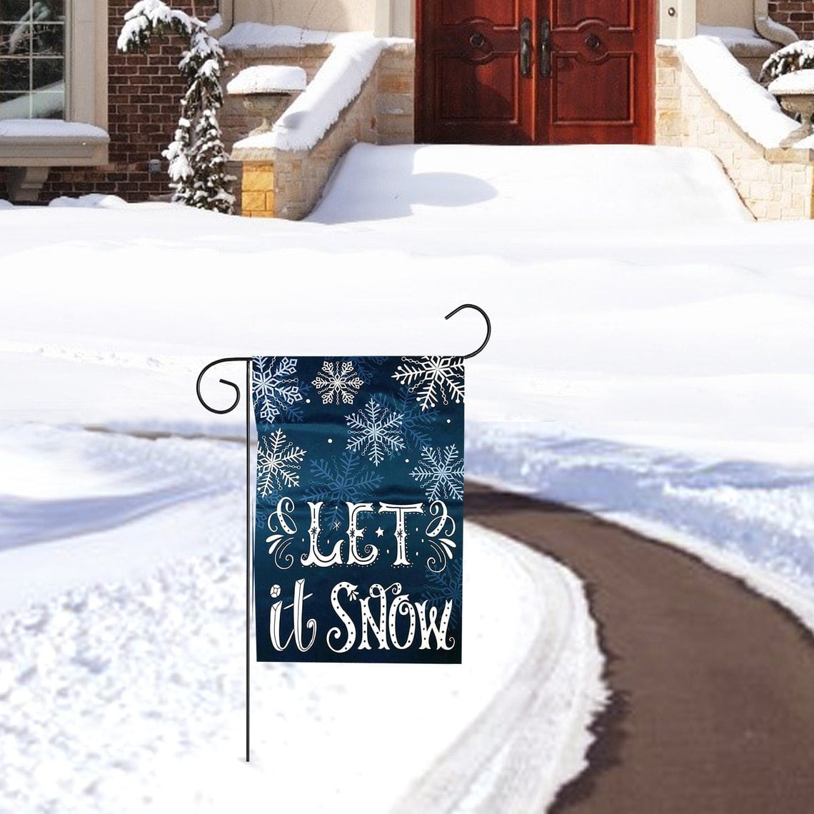 Let It Snow Garden Flag - 12" x 18", Blue & White, Christmas Decor ...