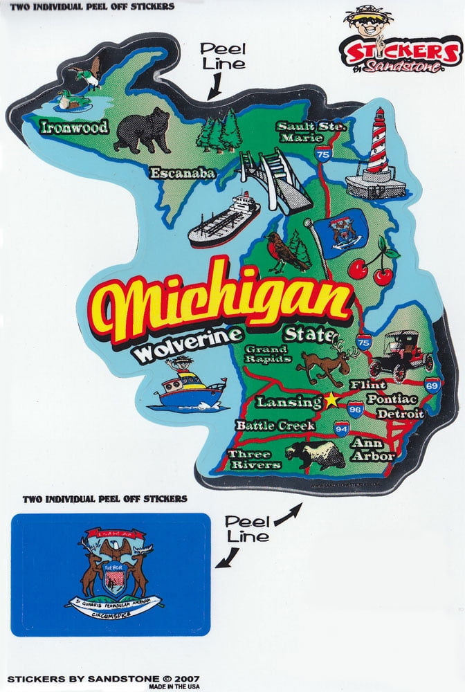 Michigan State Map Die Cut Sticker - Walmart.com