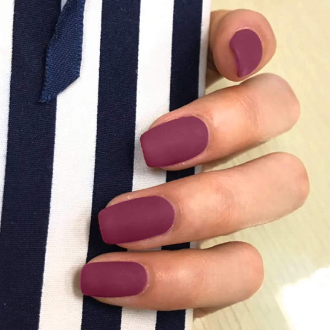 Dark Purple Matte Nails