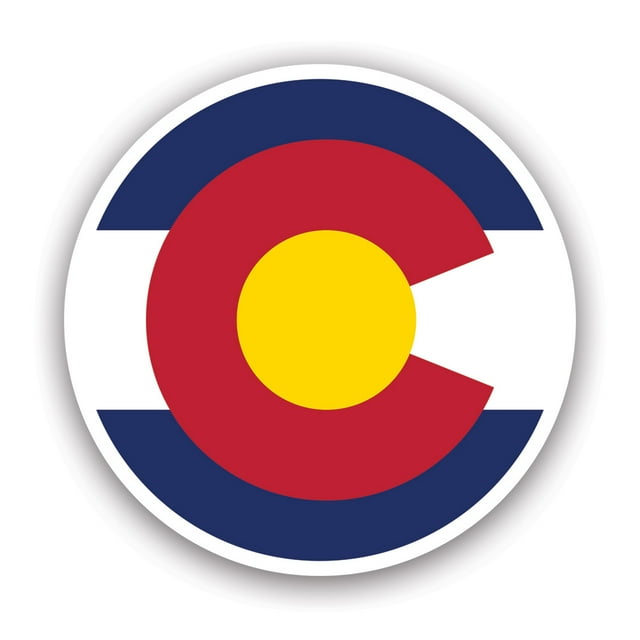 Colorado C Logo Round Flag Sticker Decal Self Adhesive Vinyl