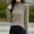 asjyhkr Sweaters for Women High Neck Long Sleeve Ruffle Knit Pullover ...