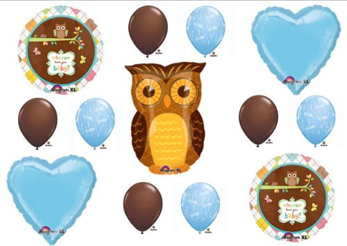 Baby Boy Owl Look Whooo Shower balloons Decorations Supplies - Walmart.com