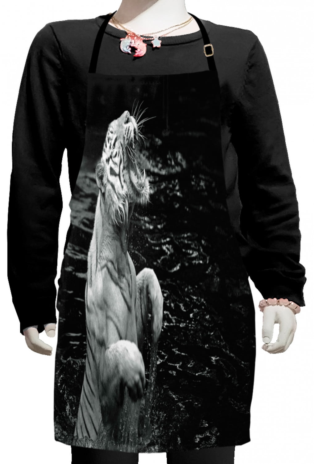 Safari Kids Apron, White Tiger Wintertime Rare Animal Portrait Eyes ...