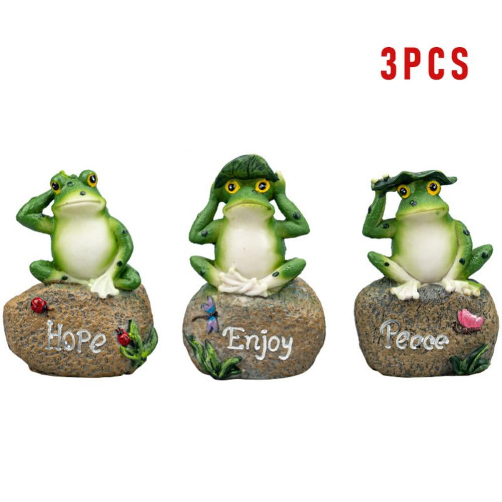 1/3Pcs Frog Garden Statues Frogs Sitting on Stone Sculptures Outdoor ...