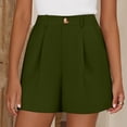 Aezemi Women Pleated Work Shorts, Wide Leg Button High Waisted Dress ...