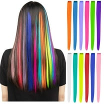 Powiller 24 Pcs Colorful Rainbow Hair Extensions for Kids, Braid-Ready ...