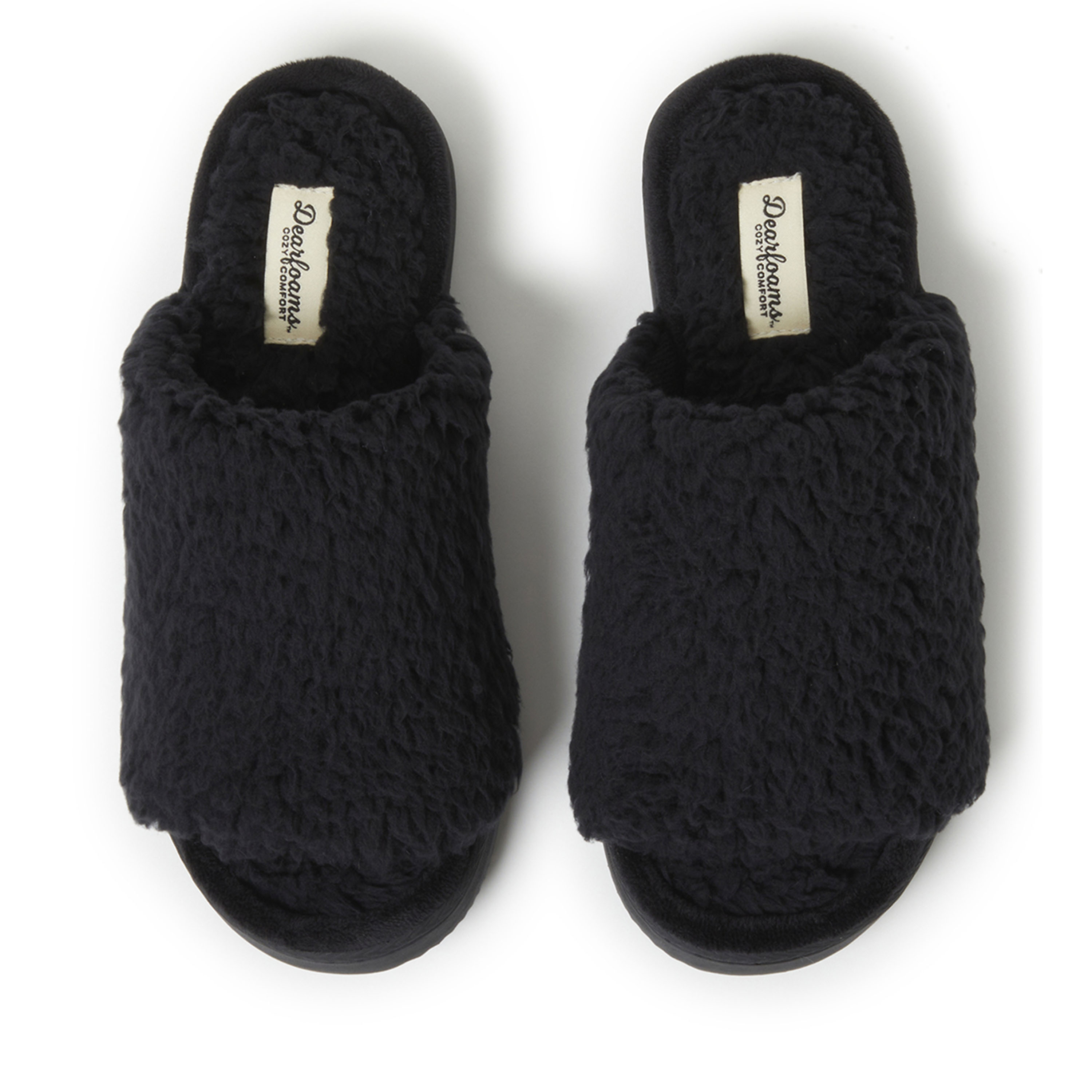 Dearfoams Cozy Comfort Women's Teddy Pile Open Toe Scuff Slippers ...