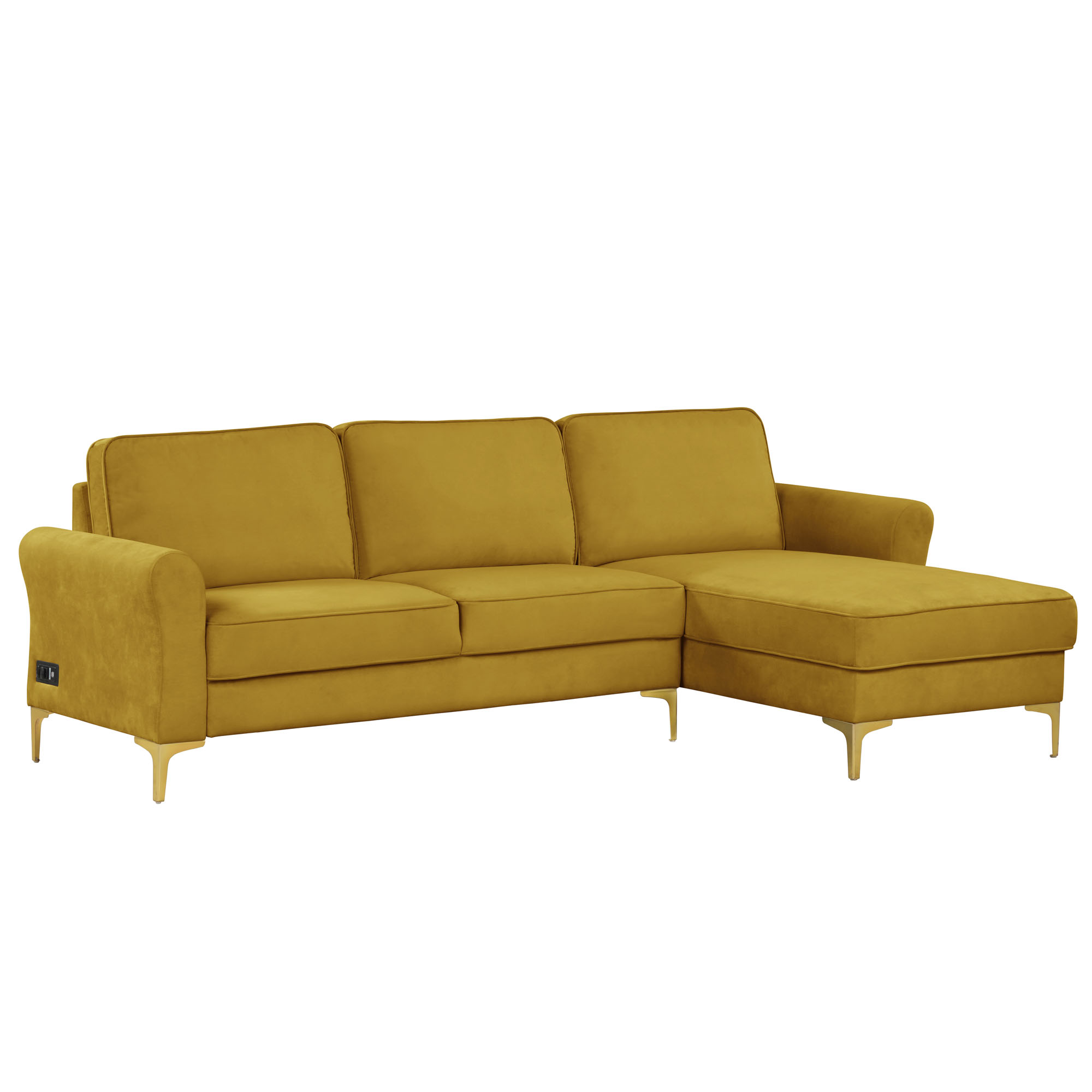 Ember Interiors Lancer Sectional Loveseat and Chaise, Yellow Fabric ...