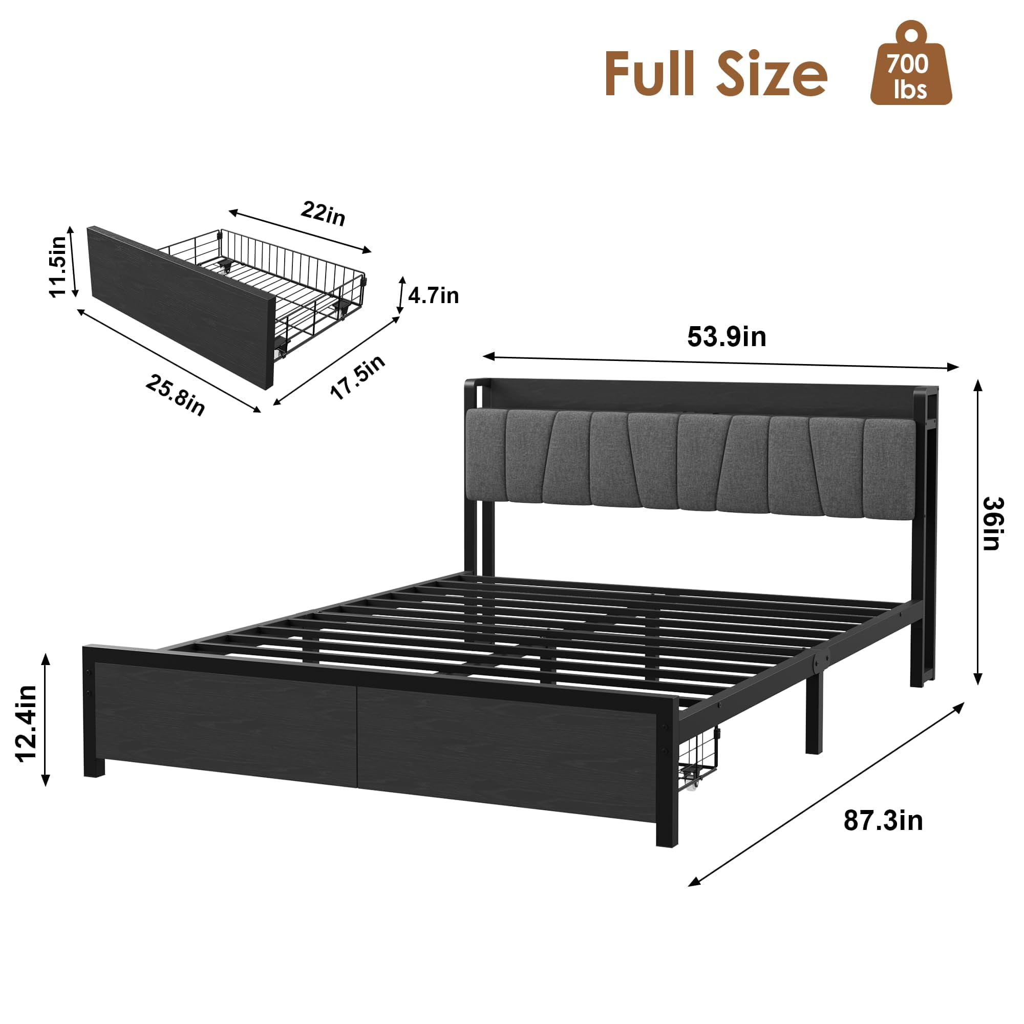 Click here for Edtara Bed Frame With Upholstered Headboard And St... prices