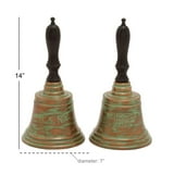 DecMode Set of 2 Coastal 14 x 7 Inch Wood and Iron Handbell Table ...