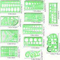 11 pcs Geometric Drawing Template Measuring Ruler, Drafting Tools ...