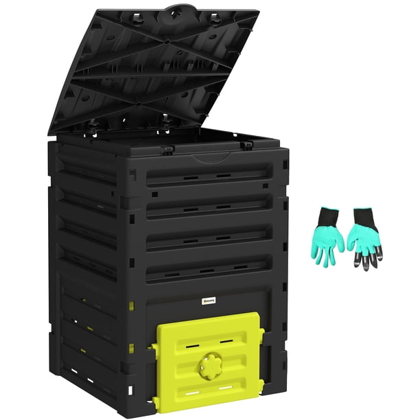 Outsunny 120 Gallon Compost Bin, Large Composter with 80 Vents, Yellow ...