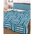 Blue Woven Texture 3 Piece Quilt Set Queen Size, Modern Minimalist Navy ...
