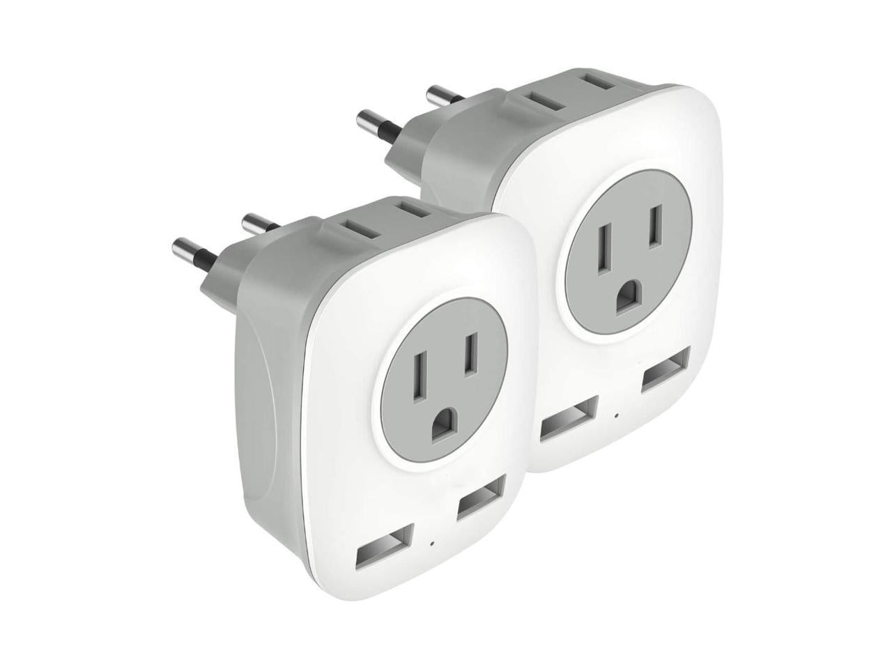 [2-Pack] European Travel Plug Adapter, International Power Adaptor with ...