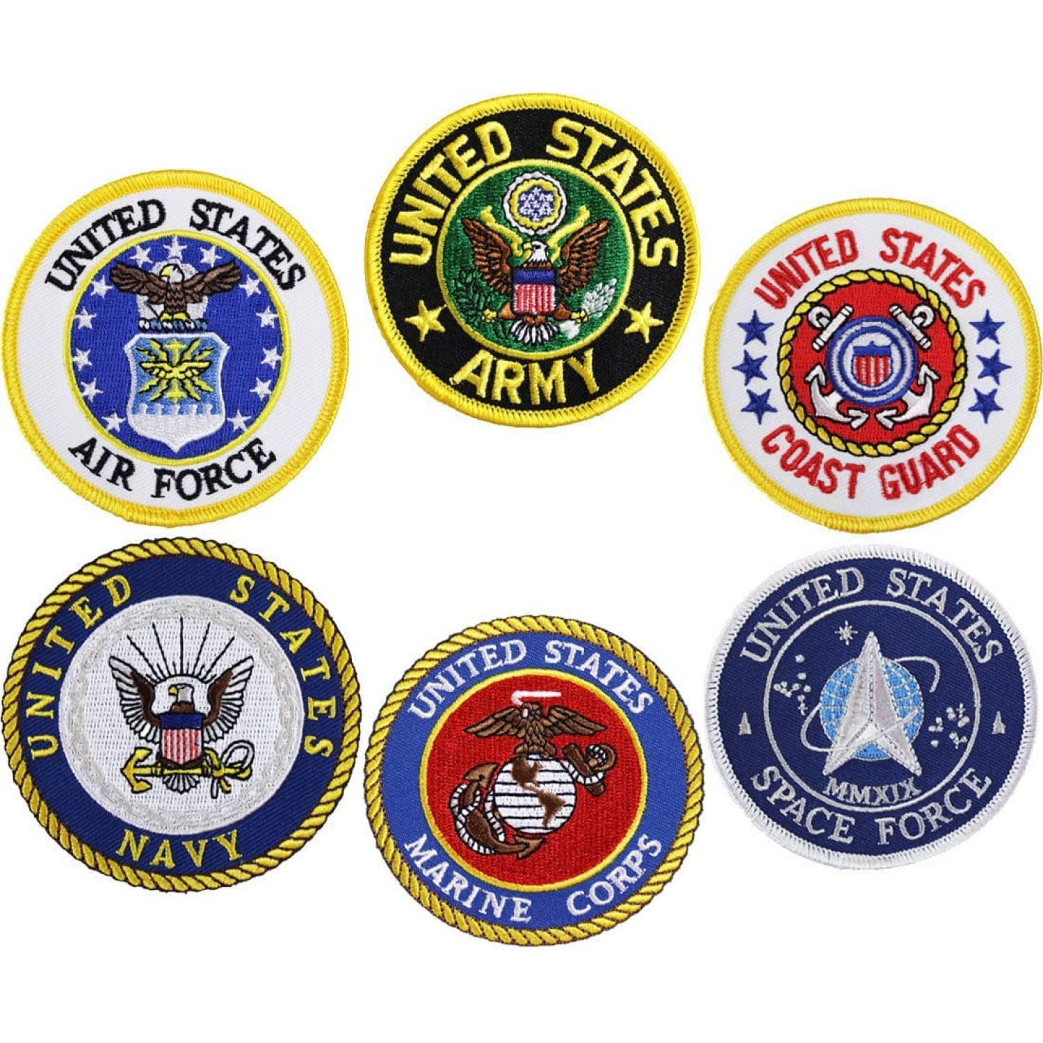 Military Branches Patch Set - 3" Circular Military Patches (One Each ...