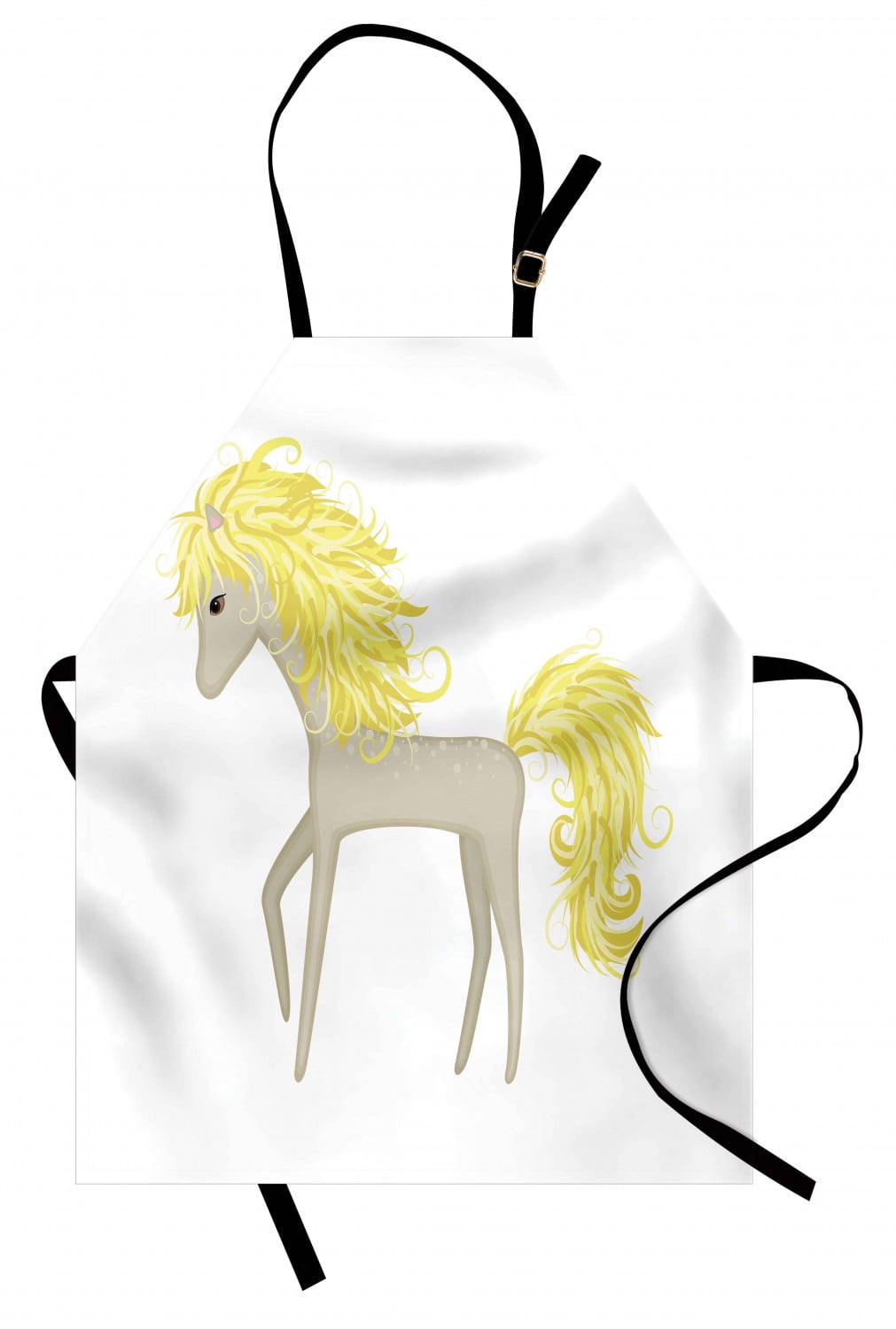 Pony Apron, Simplistic Little Horse with Blonde Tail and Mane Graphic ...