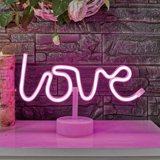 EZ-Illuminations Indoor Battery Operated Pink LED Neon-Style Love Light ...