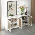 Rattan Buffet Sideboard, Kitchen Console Table with Doors, Rattan ...
