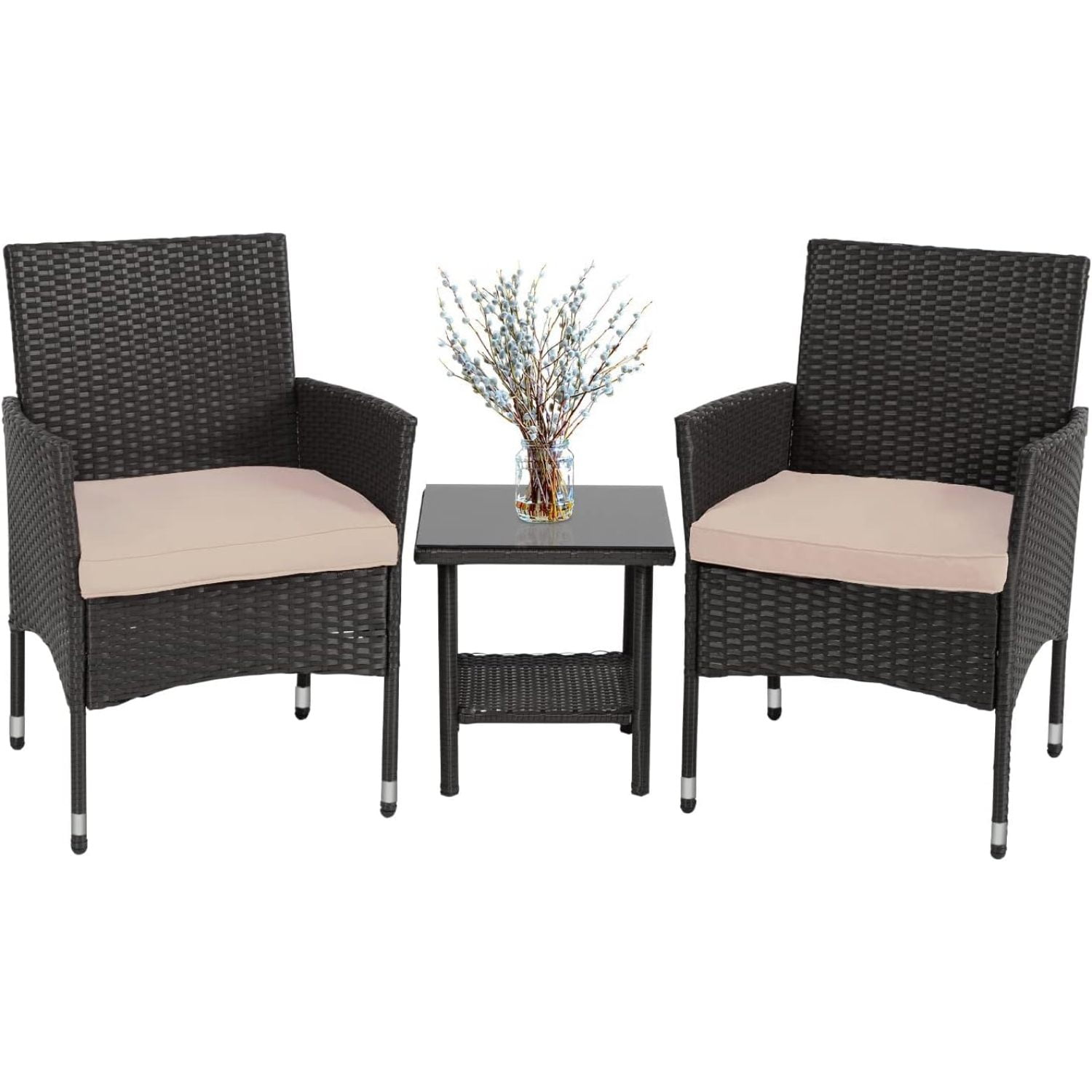 FDW Patio Furniture Set Outdoor Furniture Wicker Bistro Rattan Chair ...