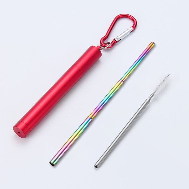 Bobasndm Drinking Straw Foldable 1 Set Storage Case Colorful Telescopic ...