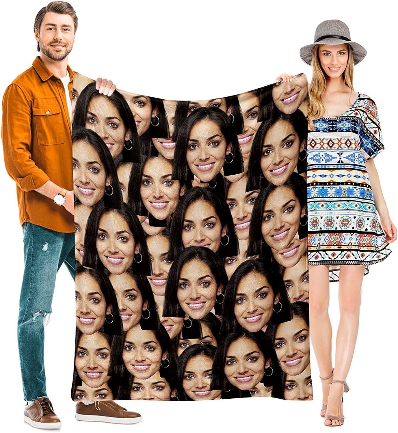 Custom Face Blanket Personalized Throw Blankets with Photo Picture ...