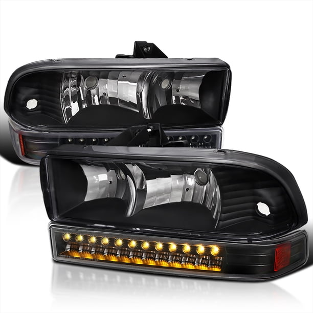 Spec-D Tuning S10 Blazer Black Clear Headlights + LED Bumper Signal ...