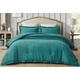 Chezmoi Collection Nora 3-Piece Teal Ruffled Edge Trim Microfiber ...