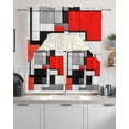 Black Red Geometric Kitchen Curtain and Valance Set 3 Pieces, Rod ...